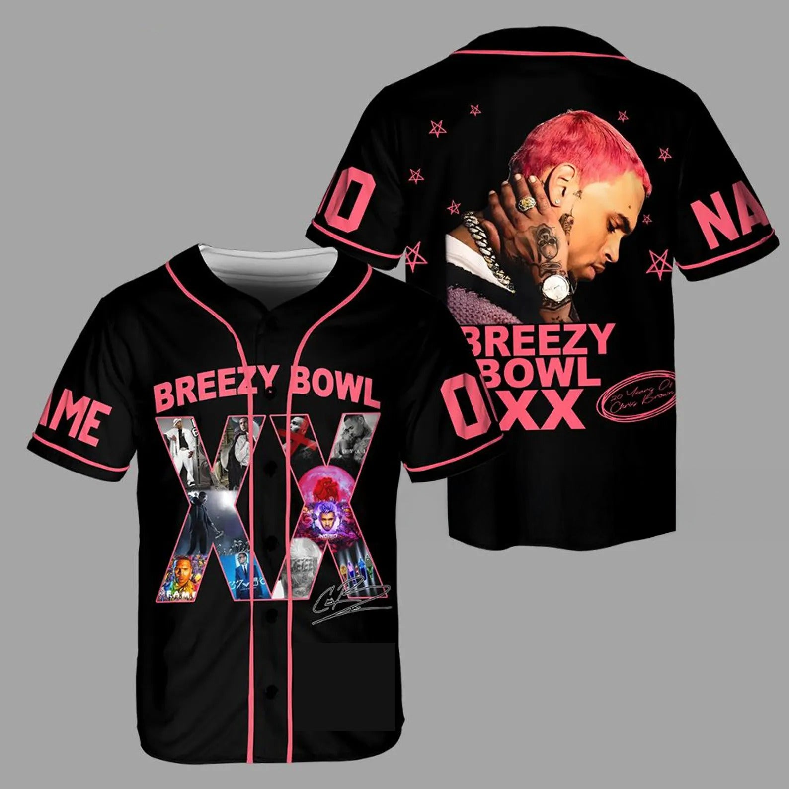 Personalized Chris Brown Pink Version Breezy Bowl XX 2025 Baseball Jer ...